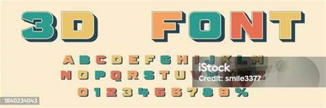 3d 글꼴 벡터 알파벳 3d 디자인의 숫자가 있는 문자입니다 입체적인 디자인 벡터 일러스트 레이 션 0명에 대한 스톡 벡터 아트 및 기타 이미지 Istock