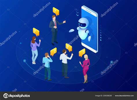 Isometric Artificial Intelligence Chat Bot And Future Marketing Ai And Business Iot Concept