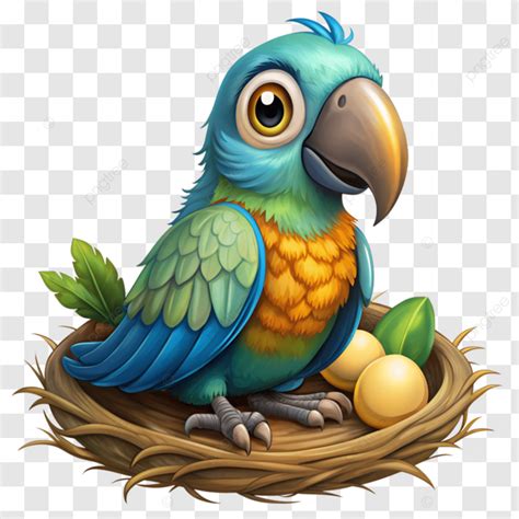 계란 클립 아트 일러스트와 함께 둥지에 귀여운 만화 앵무새 만화 앵무새 둥지 귀여운 앵무새 클립 아트 아기 앵무새 그림 Png 일러스트 및 이미지 에 대한 무료