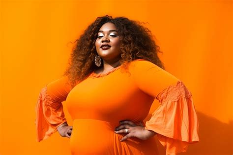 Premium AI Image Plus Size Model Attractive Confident Curvy Fashion Woman Generate Ai