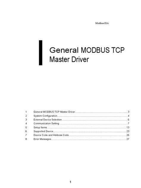 General Modbus Tcp Master Driver Pdf Transmission Control Protocol Computer Hardware