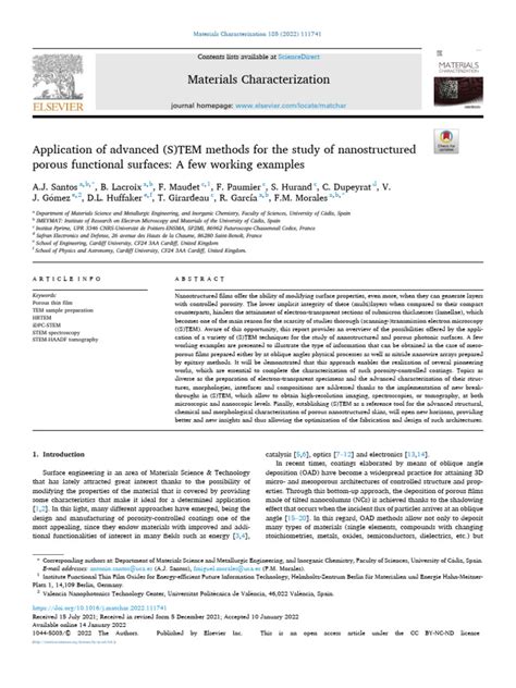 2022 Advanced Stem Porous Surfaces Pdf Transmission Electron Microscopy Scanning Electron