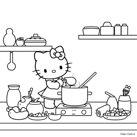Hello Kitty Cooking Coloring Pages
