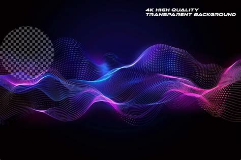 투명한 배경에 점과 선 터와 함께 추상적인 파란 파동 배경 프리미엄 Psd 파일