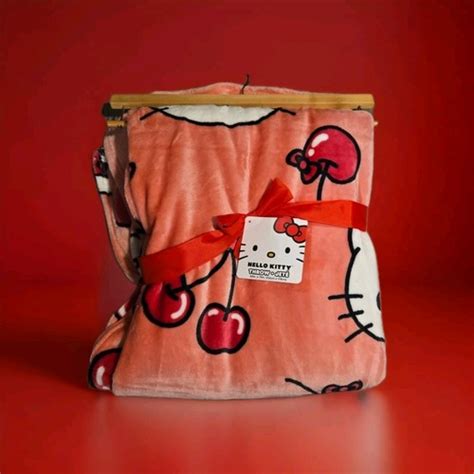 Hello Kitty Cherry Bow Throw Blanket 60 X 70 Ebay
