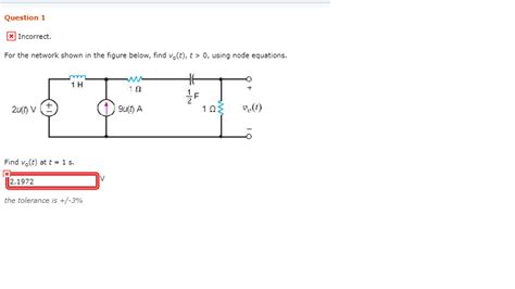 solved question 1 incorrect for the network shown in the