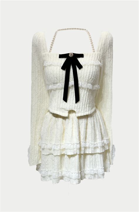 2piece 리본 홀터넥 레이스 공주 여리 크롭 니트 스퀘어넥 캉캉 A라인 플리츠 스커트 벨벳 레이스 투피스 연말룩 파티룩 데이트룩 크리스마스룩 에이블리