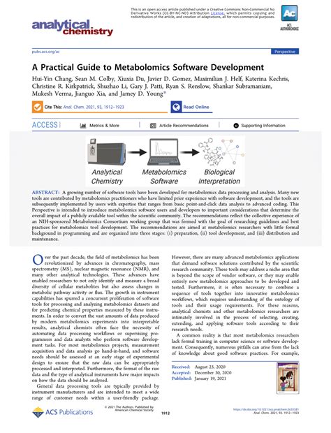 (PDF) A Practical Guide to Metabolomics Software Development