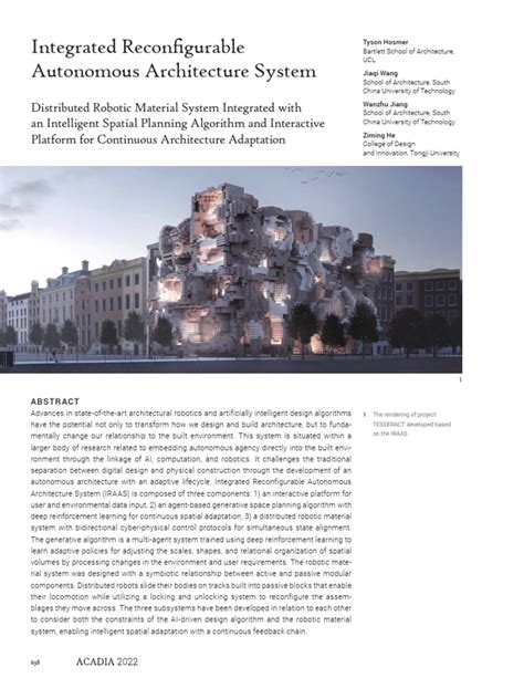 Integrated Reconfigurable Autonomous Architecture System Pdf Robotics System