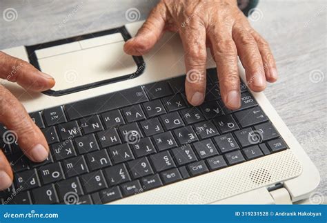 Hands Of Elderly Woman Typing In Computer Keyboard Stock Photo Image Of Hands Aged 319231528