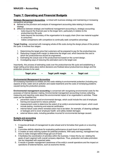 Maa103 Unit Notes Maa103 Accounting For Decision Making Deakin Thinkswap