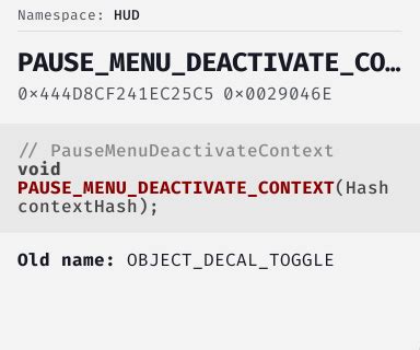 PauseMenuDeactivateContext FiveM Natives Cfx Re Docs