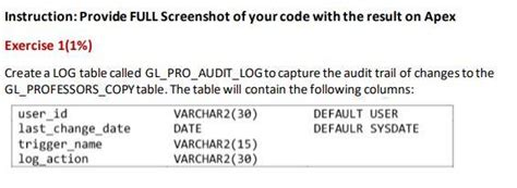 Solved Please Use Apex Oracle And Sql To Answer This Chegg Com