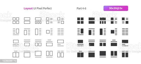 레이아웃 Ui 픽셀 완벽 한 잘 만들어진 벡터 얇은 선 및 고체 아이콘 30 3 그리드 웹 그래픽 및 애플 리 케이 션에 대 한 X 최소한의 간단한 그림 46 부 고체에