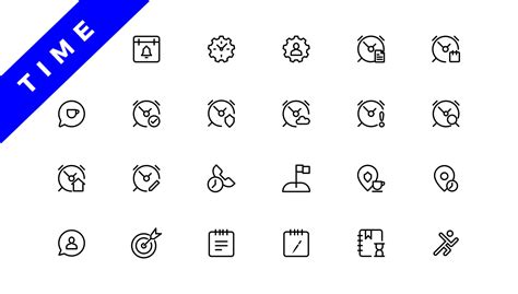 Time And Clock Calendar Timer Line Icons 42598063 Vector Art At Vecteezy