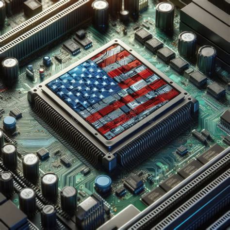Flag Of Usa On A Mainboard Cpu Chip Stock Illustration Illustration