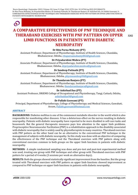 Pdf A Comparative Effectiveness Of Pnf Technique And Theraband Exercises With Pnf Pattern On