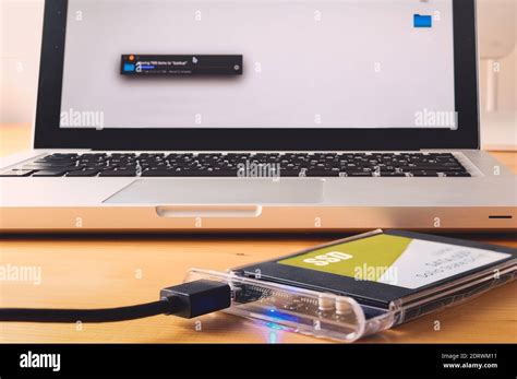 SSD And Laptop Solid State Drive With Sata Gb Connection Stock Photo Alamy