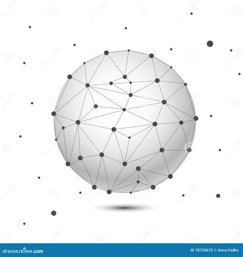 Global Mesh Sphere Abstract Geometric Shape With Spherical Severed Off Triangular Faces Stock
