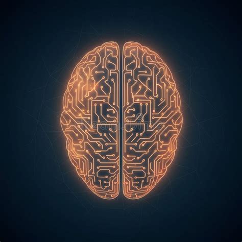 Glowing Illustration Of A Human Brain With Intricate Circuit Patterns Resembling A Stock