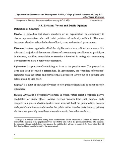 Module Election Comparative Lectures Pdf Elections Voting