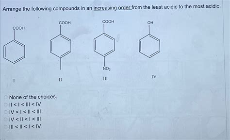 Arrange the following compounds in an increasing | Chegg.com