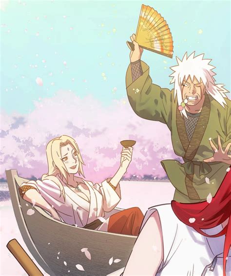 Artwork Of Lady Tsunade And Jiraiya Enjoying Themselves With Cherry