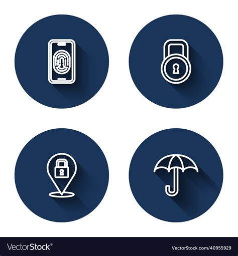 Set Line Mobile With Fingerprint Scanner Lock Vector Image