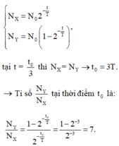 Hạt nhân mẹ X phóng xạ tạo thành hạt nhân con Y Sự phụ thuộc số hạt nhân X và Y theo thời gian