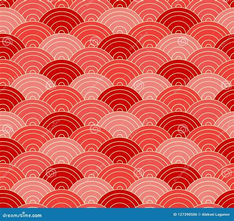 Vector Seamless Pattern Oriental Background Red Bright Color Stock Vector Illustration Of