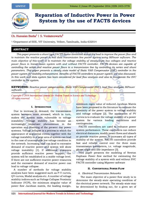 Reparation Of Inductive Power In Power System By The Use Of Facts Devices By Ijmtst