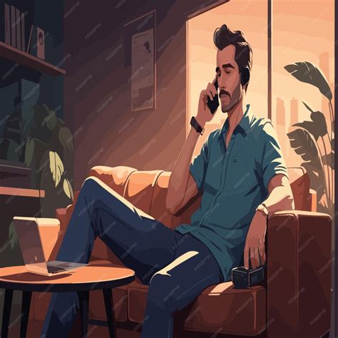 Premium Vector Man On The Phone Vector On White Background