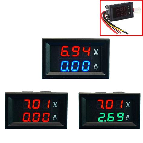 Digital Voltmeter Ammeter Dc 100v 10a Blue Red Led Amp Dual Digital