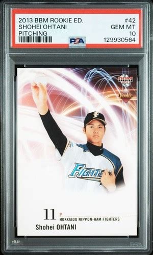 Psa 10 Shohei Ohtani 2013 Bbm Rookie Edition Card Pitching 42 Dodgers