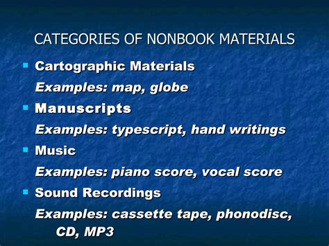 Cataloging Of Nonbook Materials Edited Ppt