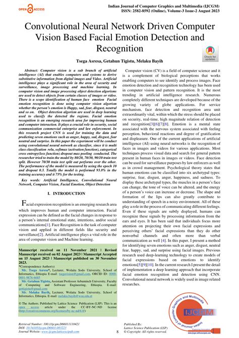 Pdf Convolutional Neural Network Driven Computer Vision Based Facial