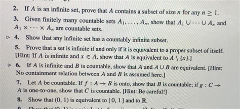 solved 2 if a is an infinite set prove that a contains a