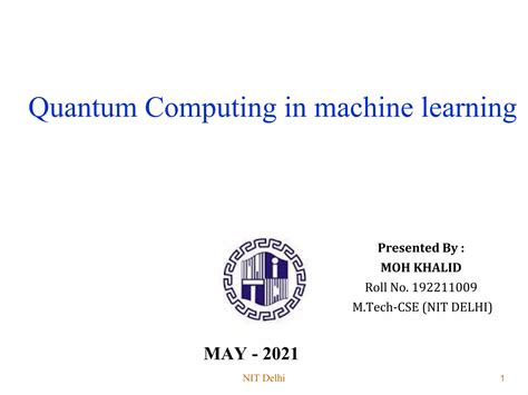 Quantum Computing In Machine Learning PPTX Physics Science