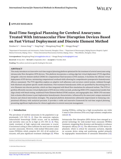 Real‐time Surgical Planning For Cerebral Aneurysms Treated With Intrasaccular Flow Disruption