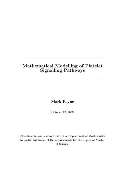 Pdf Mathematical Modelling Of Platelet Signalling Pathways · The Platelet The Dense Tubular