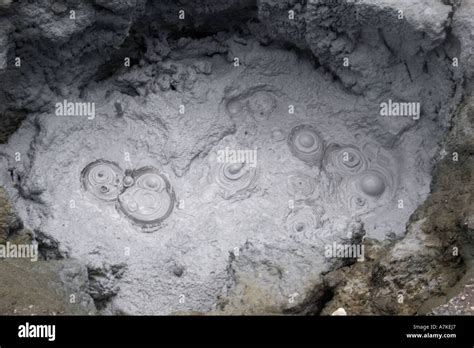 Geothermal Activity Creates Boiling Mud Pots At Bumpass Hell In Lassen National Park California