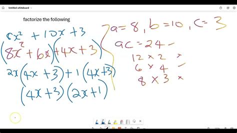 Quadratic Factorization 2 Youtube