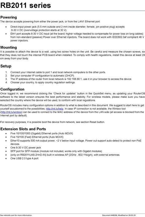 mikrotik rb2011 series quick start manual pdf download manualslib