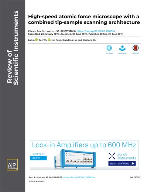 Pdf High Speed Atomic Force Microscope With A Combined Tip Sample Scanning Architecture