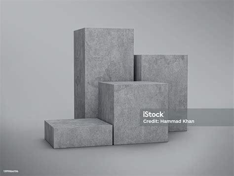 제품 디자인 시멘트 4 연단 디스플레이 배경 3d 렌더링의 4 단계 디스플레이에 회색 콘크리트로 만든 디스플레이 스탠드 연단 시멘트에 대한 스톡 사진 및 기타 이미지