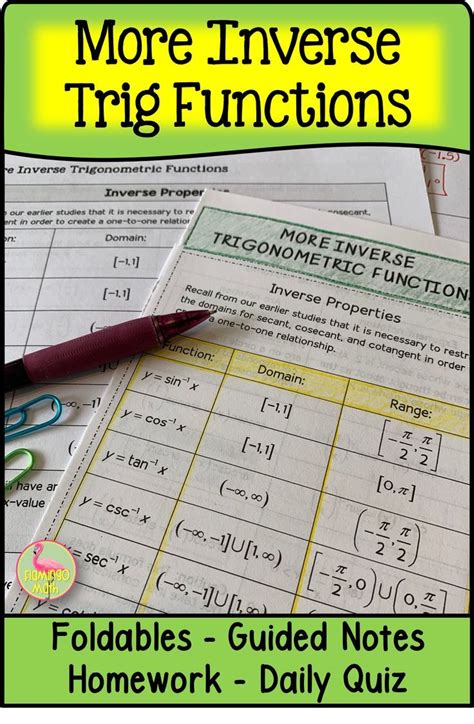 More Inverse Trigonometric Functions Unit 4 Precalculus Word