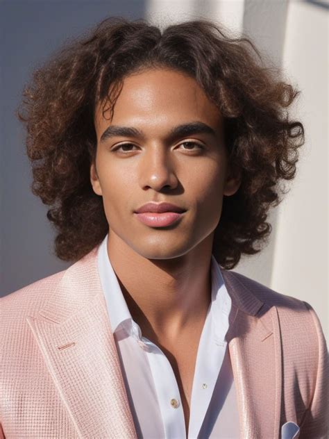 Mixed Race Glam Man With Beachy Curls Pincel