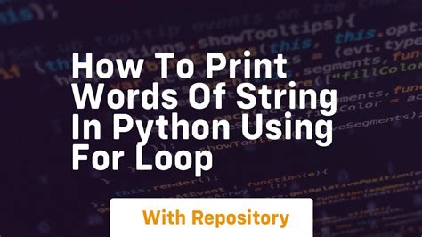 How to print words of string in python using for loop - YouTube