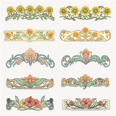 Vintage Floral Decorative Design Elements Premium Ai Generated Vector