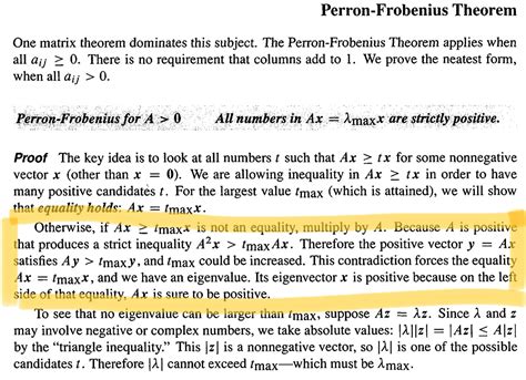 Linear Algebra Perron Frobenius Theorem Proof Mathematics Stack